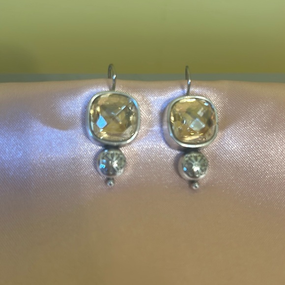 Brighton | Jewelry | Brighton Silver And Gold Crystal Earrings | Poshmark